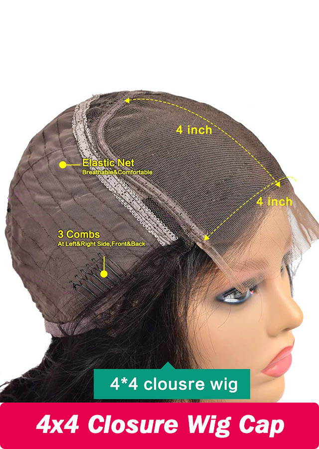 4x4 Closure Wig Deep Curly Brazilian Lace Closure Frontal Kinky Curly